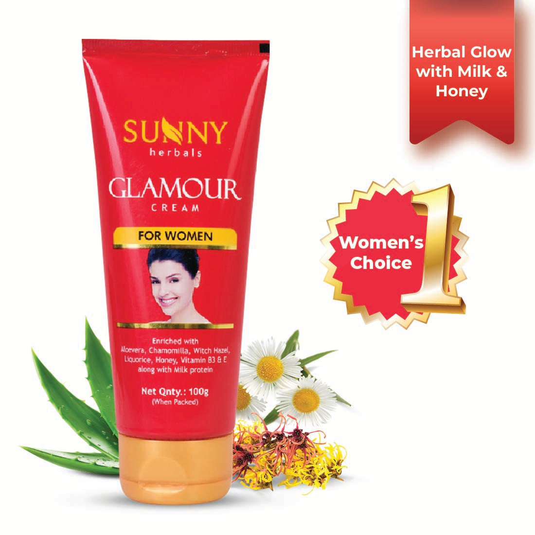 Sunny Herbals Glamour Cream (For Women) - 100gms - Herbal Formula for ...