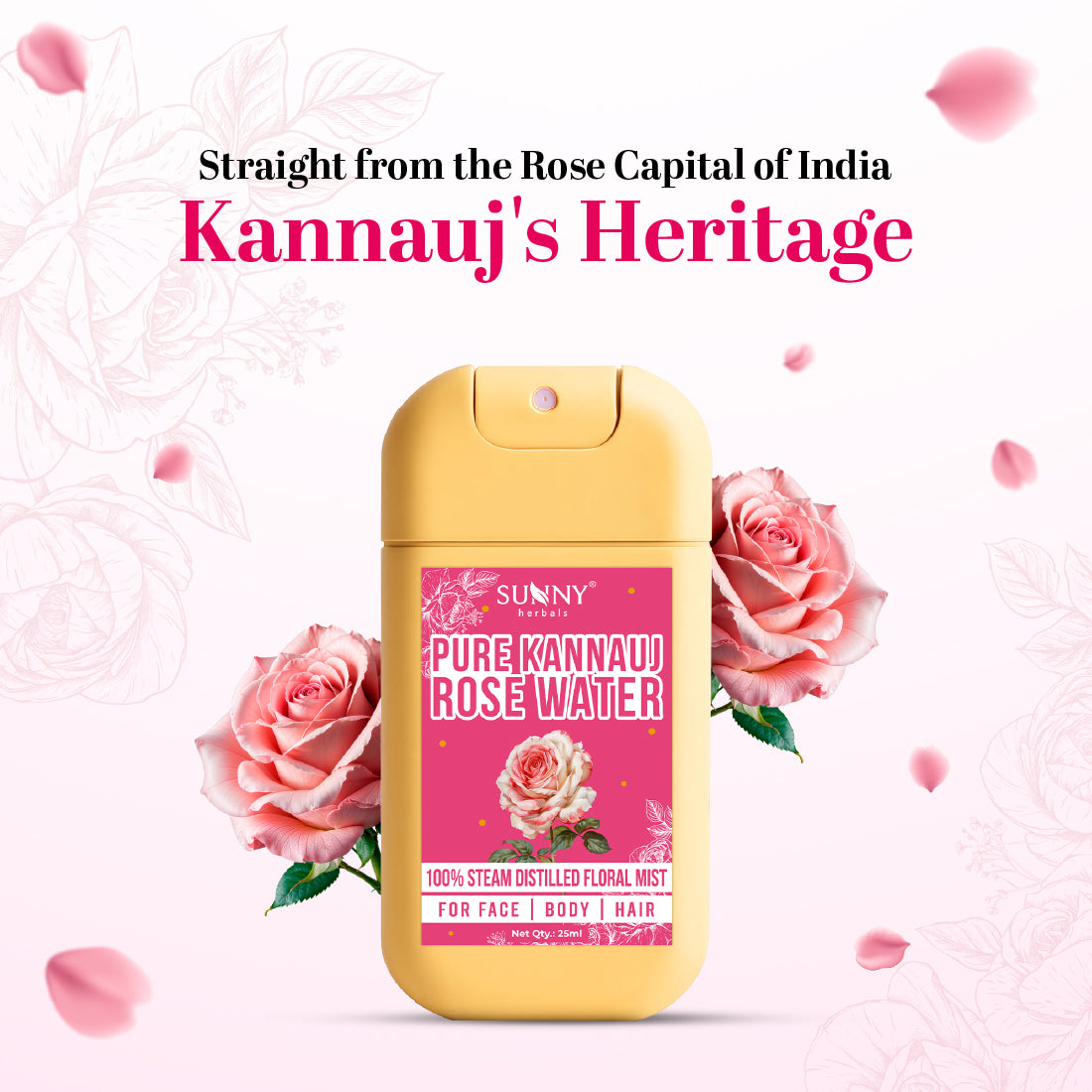 Sunny Herbals Pure Kannauj Rose Water – Natural, Hydrating & Refreshing ...